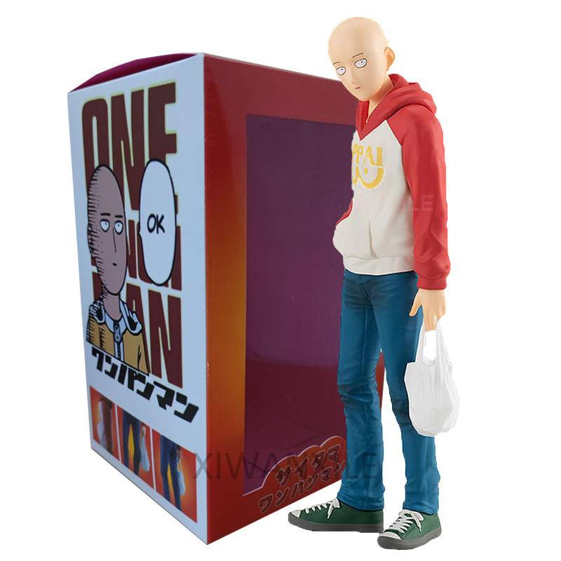 18cm UP PARADE One Punch Man Anime Figure Saitama OPPAI Hoodie Action ...