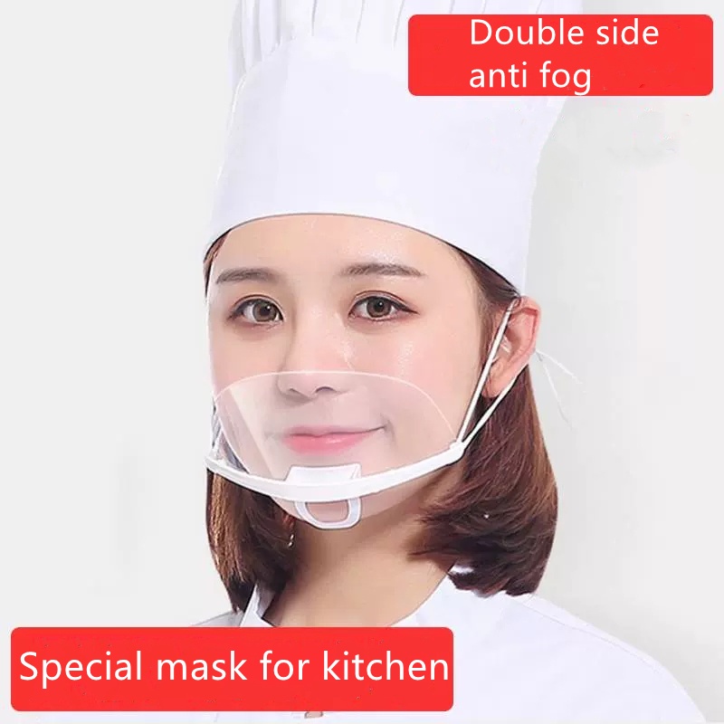 Anti fog smile transparent mask catering food hotel attendant anti fly ...