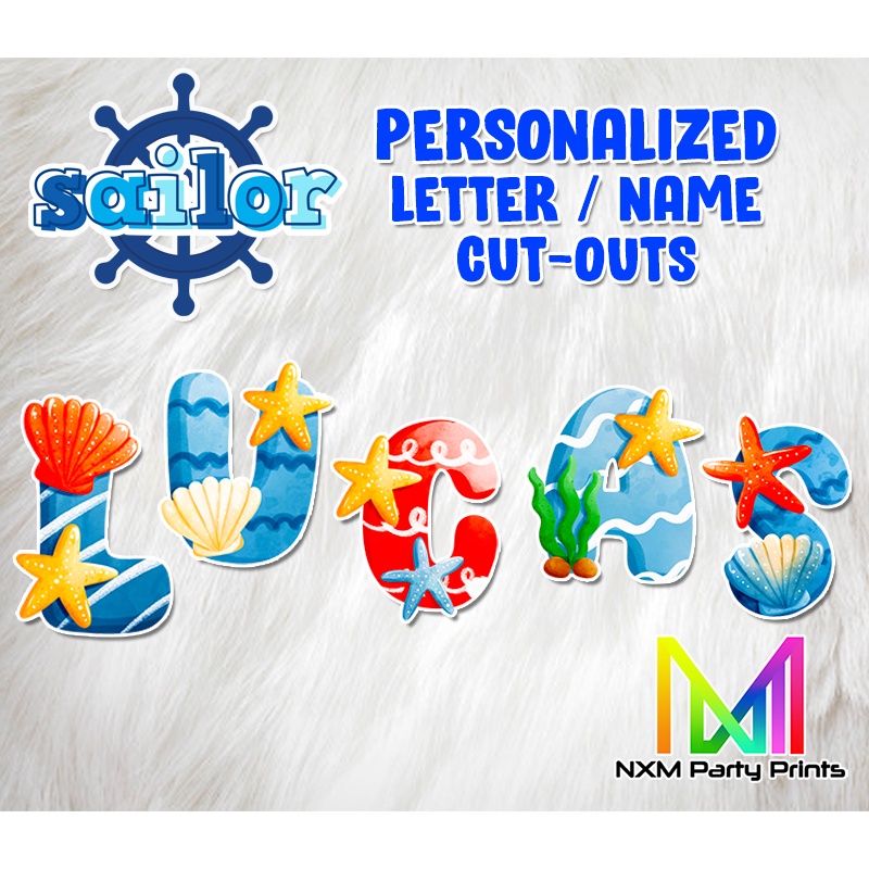 [1QTY = 1LETTER] NAUTICAL Name Letter Cutout Banner Backdrop diy party ...
