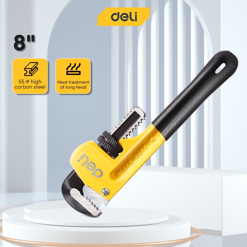 Deli 8" Heavy Duty Pipe Wrench Adjustable Pump Pliers Water Pump Pipe ...