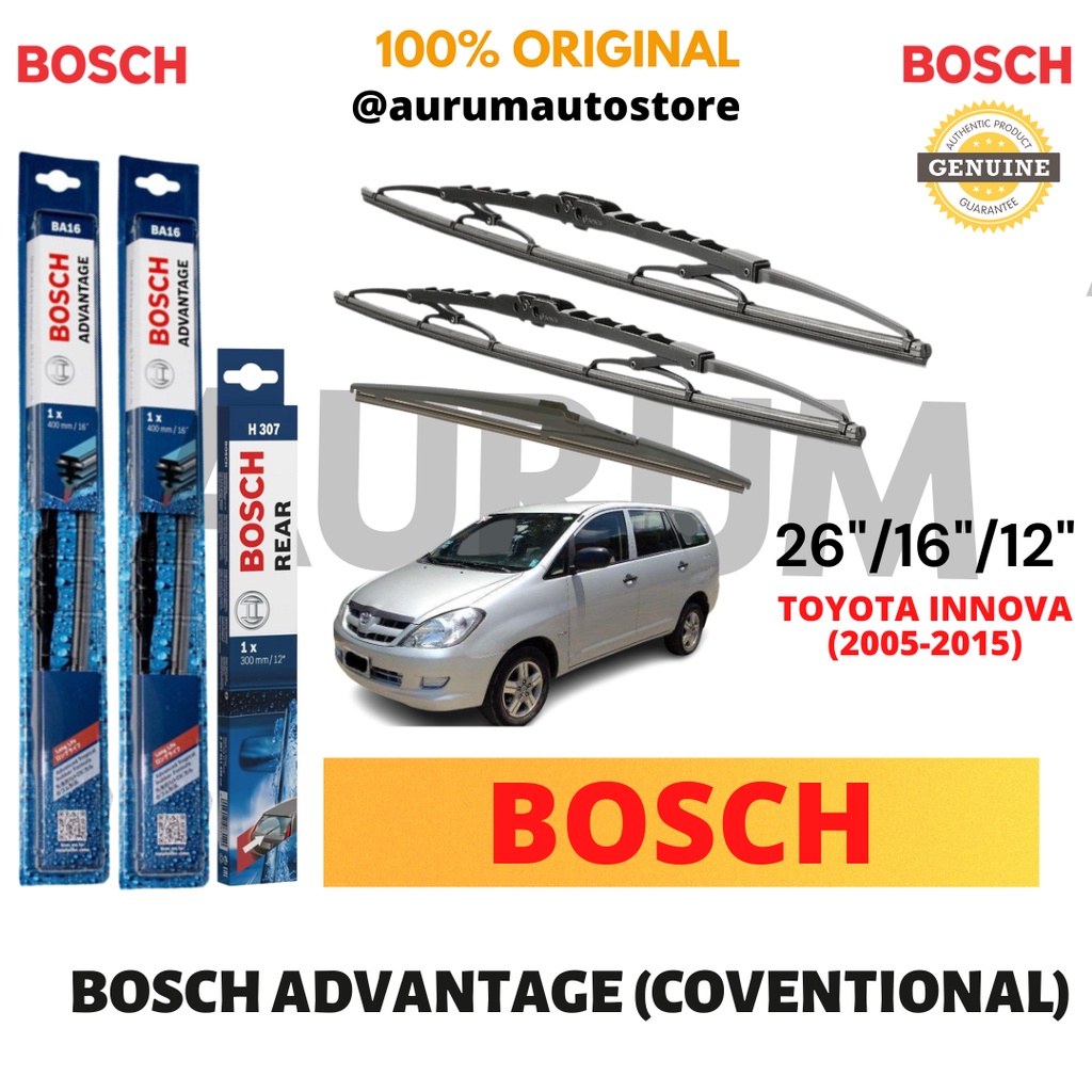 Bosch Advantage Wiper Blade set for Toyota Innova 2005-2015 3pcs ...