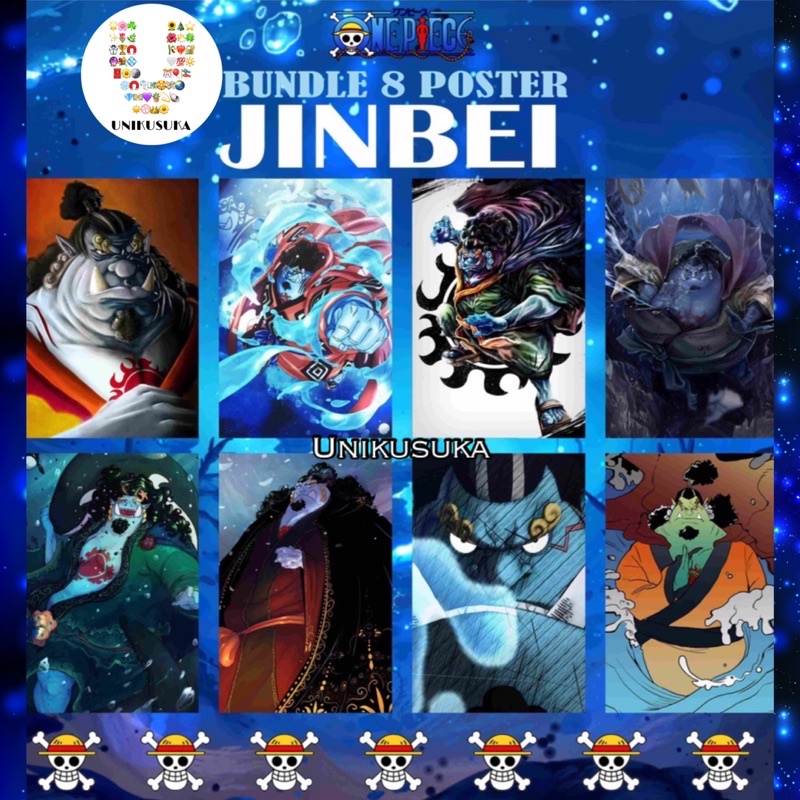 [UNIKUSUKA] ONE PIECE JINBEI POSTER SET OF 8 ANIME POSTERS THICK MANGA ...