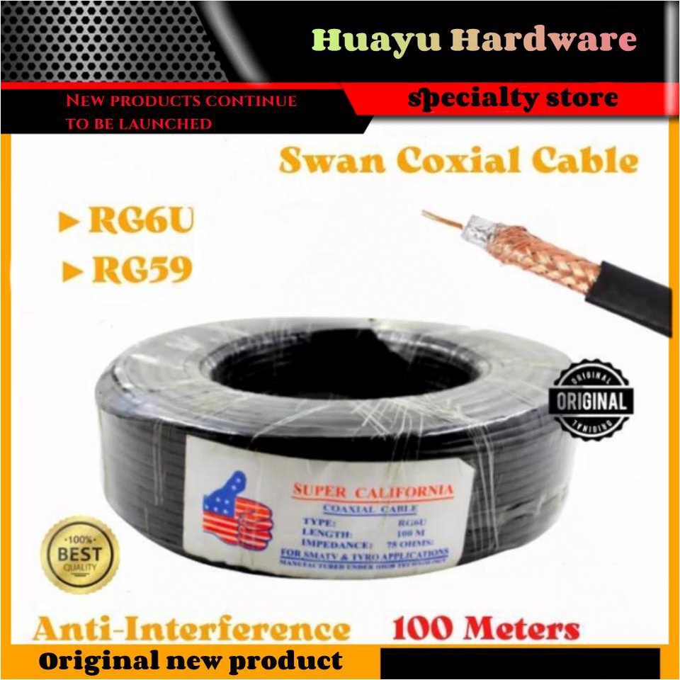 Coxial Cable CCTV Video Cable Wire RG6,RG59 Antenna Extension Copper ...