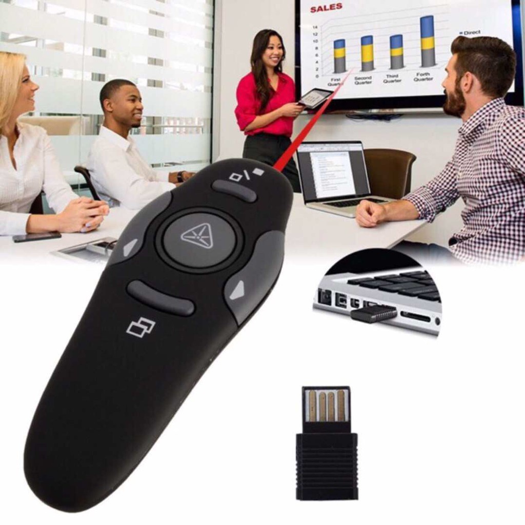 2.4GHz Wireless Presenter Remote Control PowerPoint LED USB PPT Remote ...
