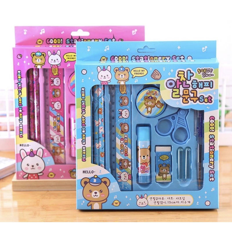 Stock#2015（10 in 1）Kids Stationery Set Pencil Ruler Eraser Pen Study ...