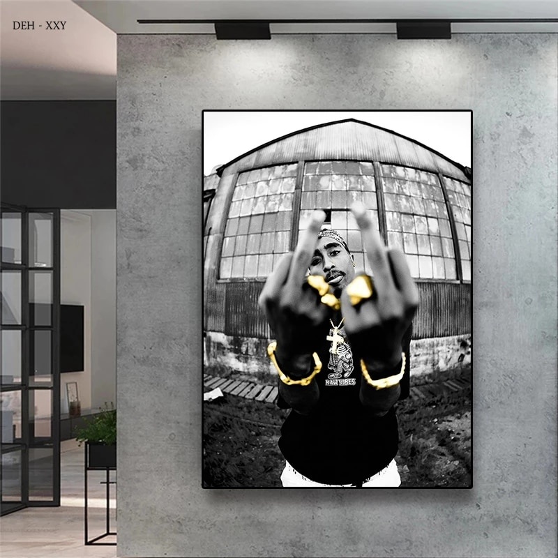 Rapper Tupac Posters HiP Hop Singer 2PAC Canvas Print Painting Rap ...