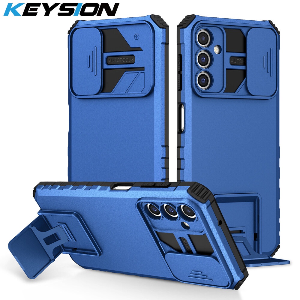 KEYSION Shockproof Case for Samsung A54 A34 A14 5G Slide Camera Lens Protection Live Stand Phone ...