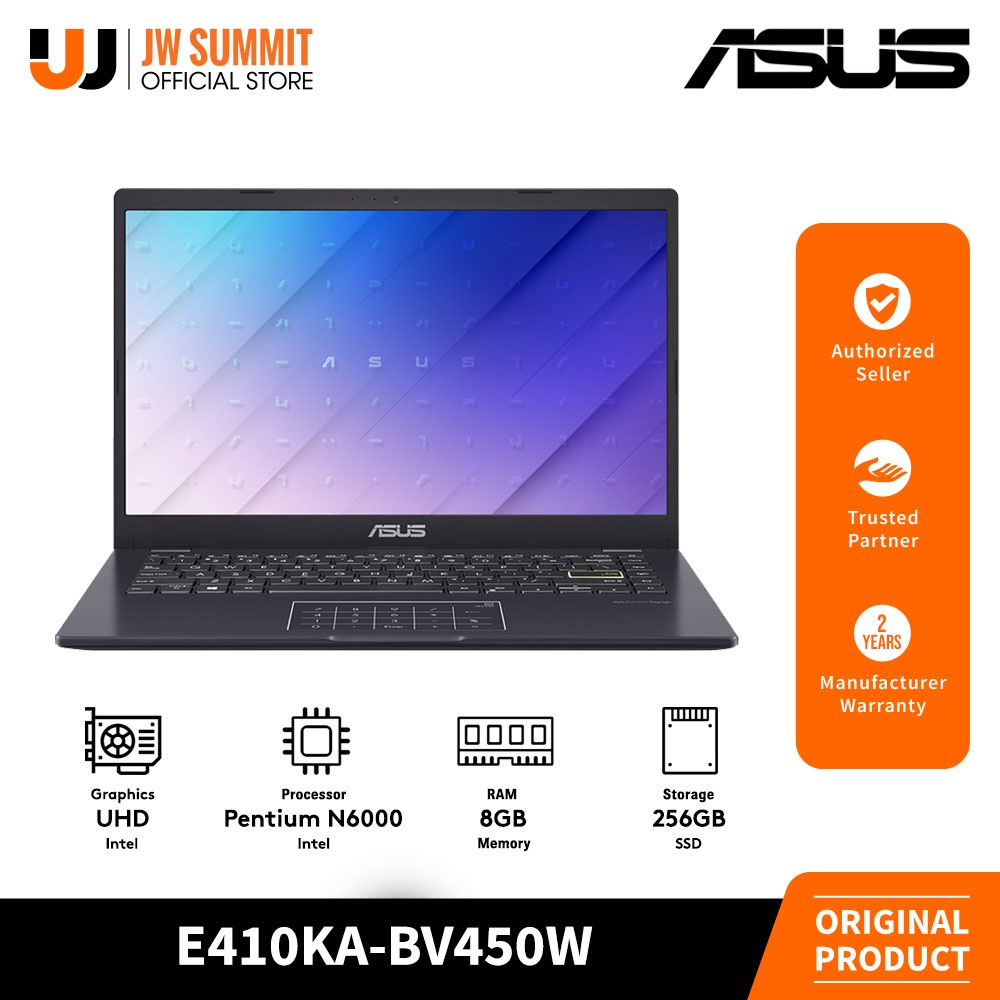 Asus E410KA-BV450W 14" HD Intel Pentium N6000 256GB+8GB SSD UHD ...