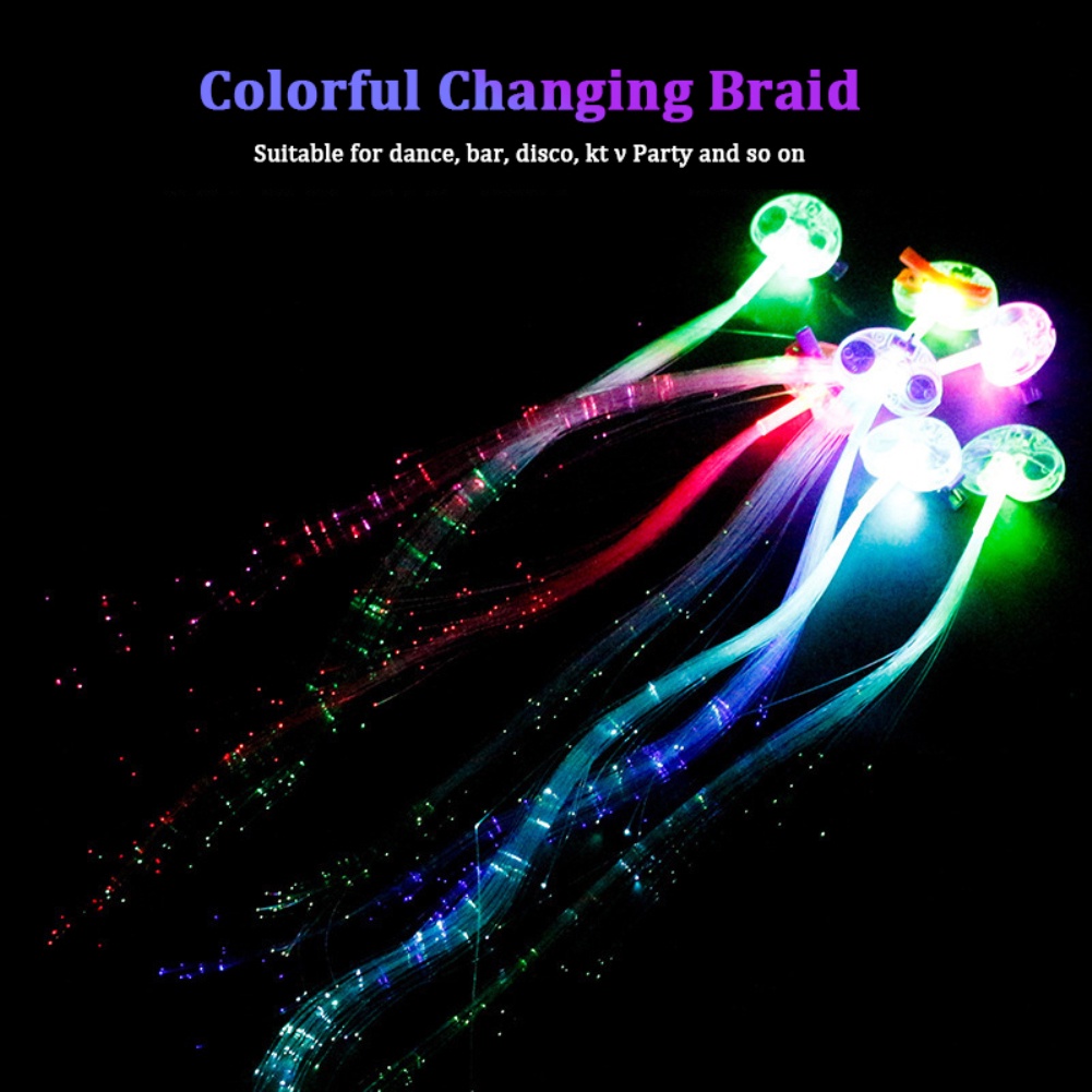 Colorful Butterfly Luminous Braids LED Glowing Flash Wigs Hair Braid ...
