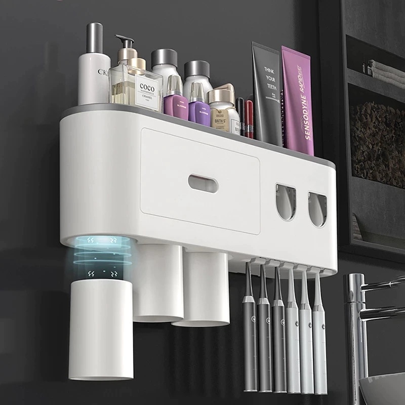 Toothbrush Holder Magnetic Adsorption Inverted Cup Wall Mount Automatic ...