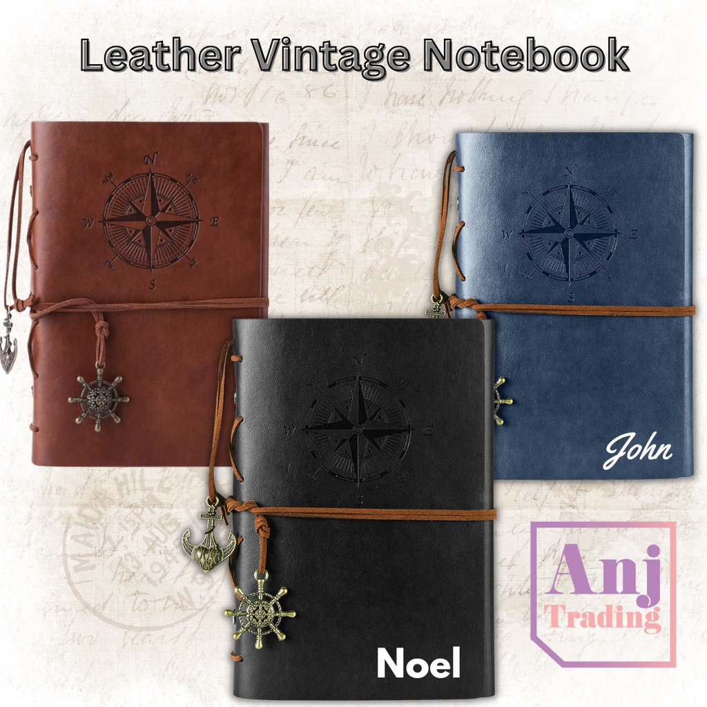 Leather Vintage Refillable Notebook Kraft Paper Travel Diary with ...