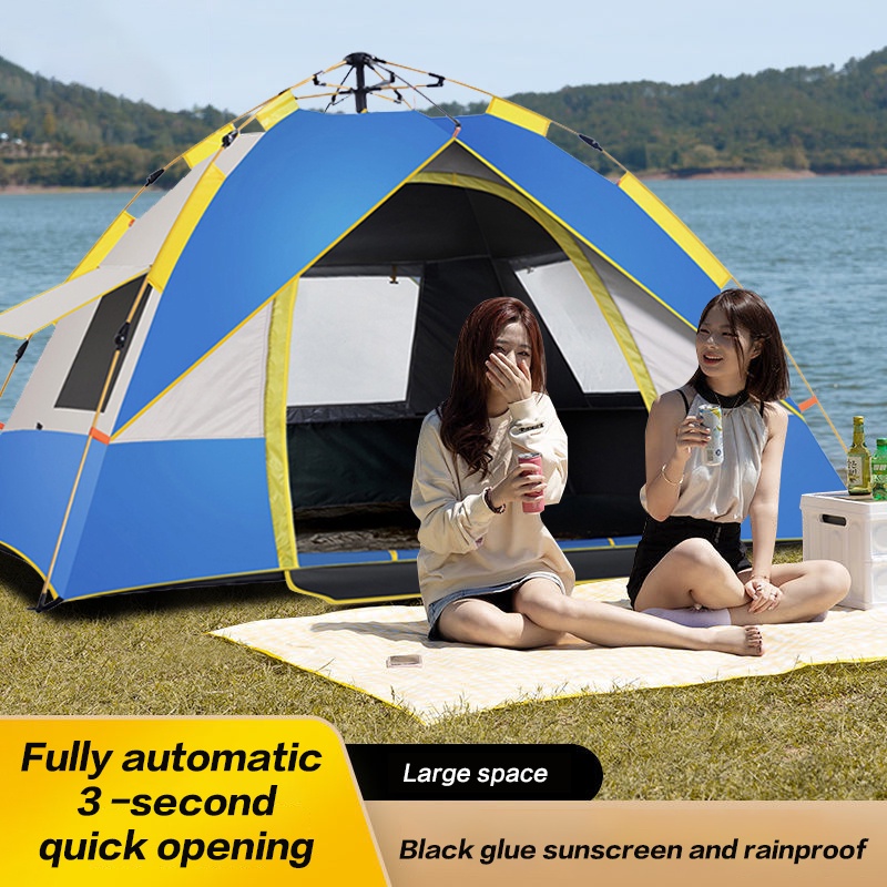 Multi person camping tent, waterproof tent, double-layer outdoor ...