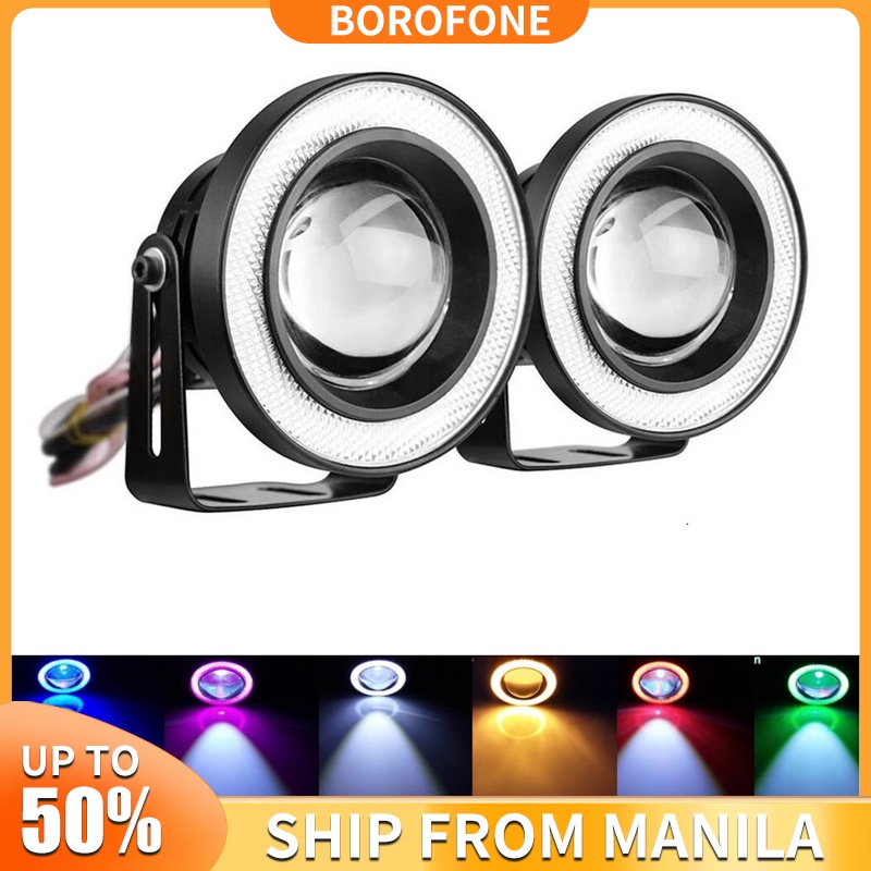 2pcs 3.5 inch Car COB LED Angel Eyes Fog Light Ring Lens Projector Halo Ring Fog Lamp | Shopee ...