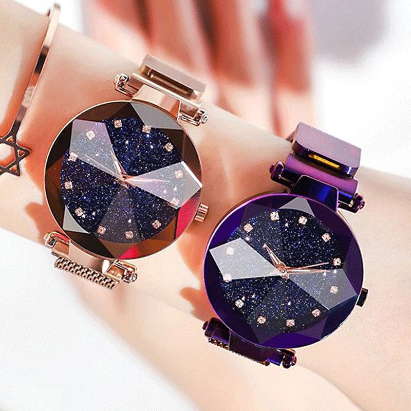 Women Starry Sky Clock Luxury Women Watches Fashion Diamond Quartz ...