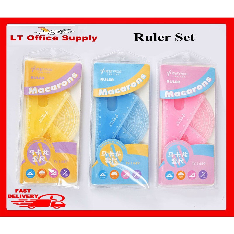 Little frog 4pcs Plastic ruler set Colored scale 15cm random color ...