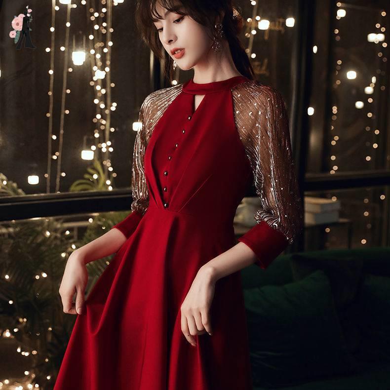 Fitted dress Party Evening Dinner Gown Banquet evening women's French ...