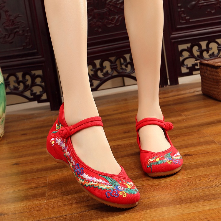 Women traditional Chinese Vintage Flat Ballet Flat Shoes Casual Red ...