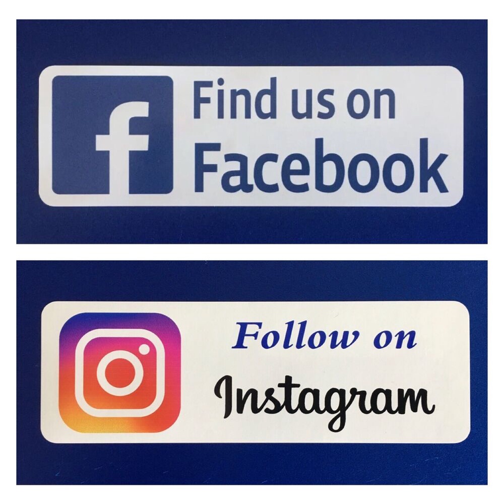 FOLLOW FIND US FACEBOOK INSTAGRAM CAR VAN WORK BOOT WINDOW DOOR STICKER ...