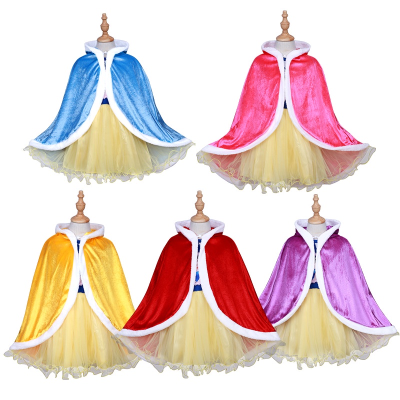 5 Colors White Fur Trim Princess Cape With Hood for Girls | Shopee ...