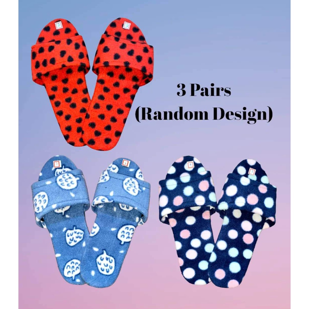 3 PAIRS TSINELAS PAMBAHAY/INDOOR SLIPPERS/HOUSE SLIPPERS for Women and ...