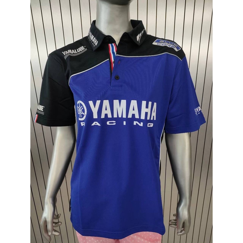 Yamaha Corporate Racing Yamalube Polo Shirt Blue Black Bust Width 48cm ...