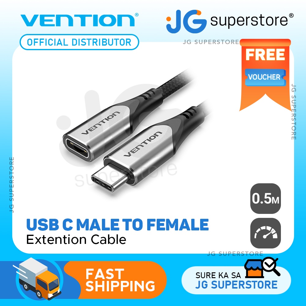 [CLEARANCE] Vention USB Type-C 3.1 Male to Female 4K UHD 60W 5Gbps Extension Cable (0.5M ...