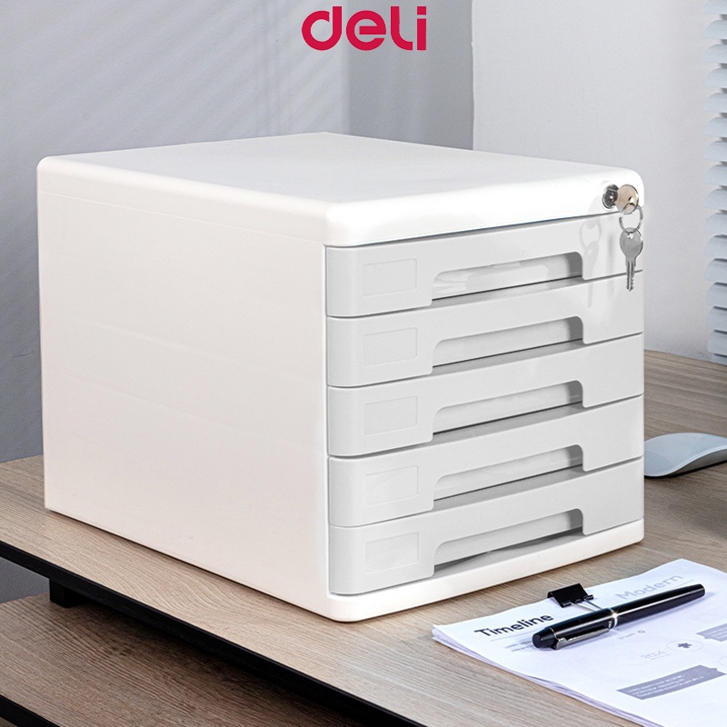 Deli 5 Drawers File Organizer Cabinet Desktop Document Storage Office ...