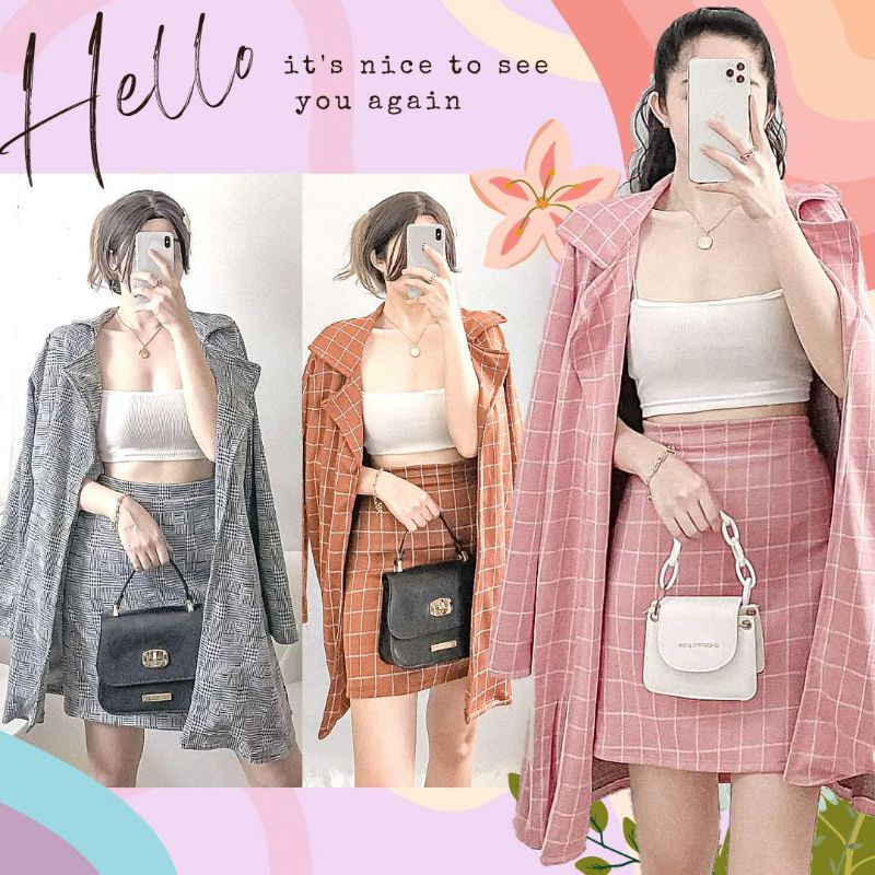 B&R Aesthetic Trendy OOTD Longsleeve Cardigan Blazer Skirt Terno ...