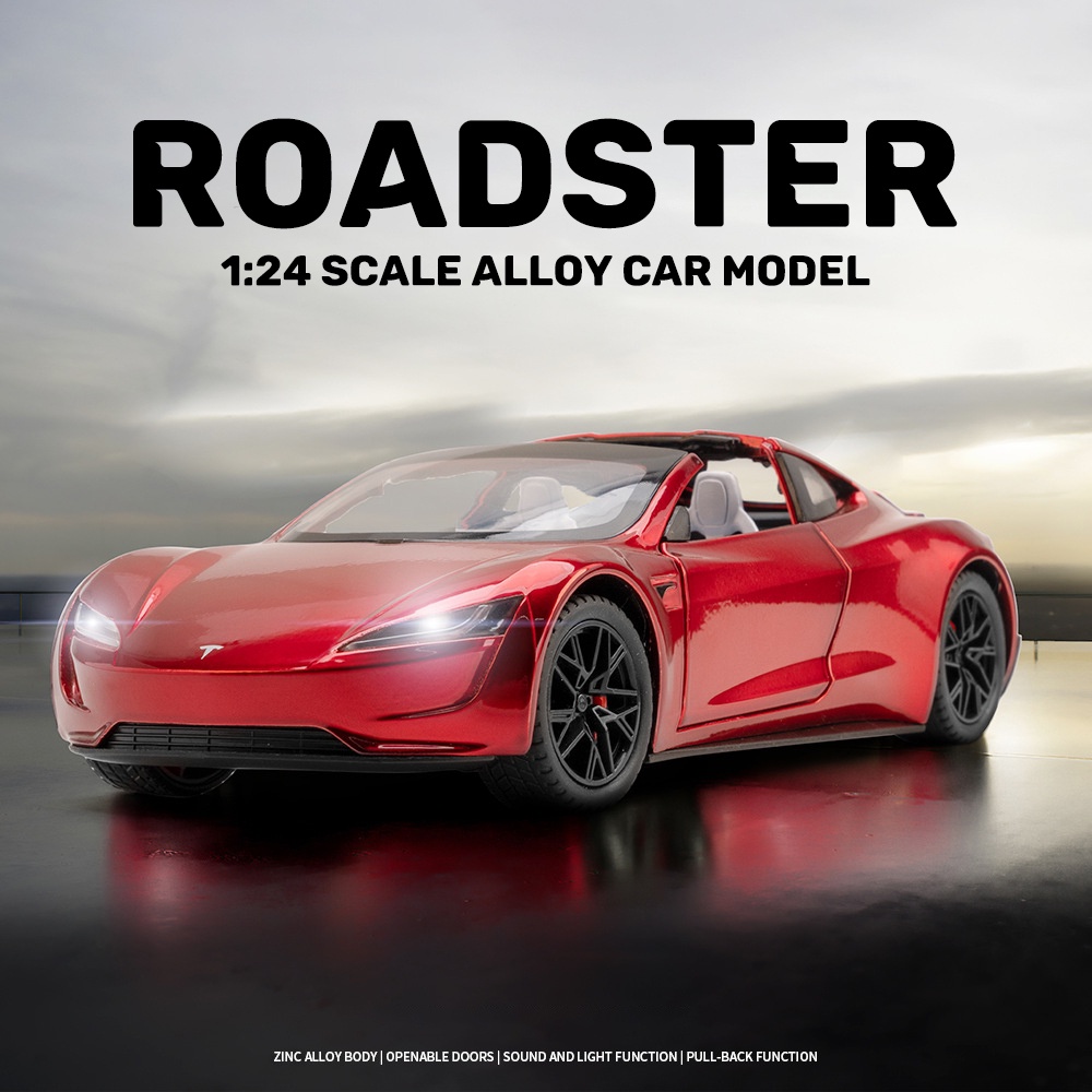 1:24 Scale Tesla Roadster Alloy Car Model Diecast Car Sound Light Car ...