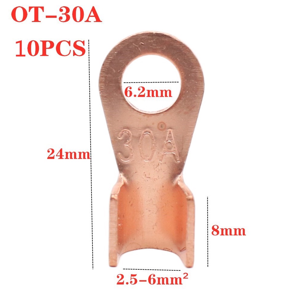 OT Copper Open Lugs 10A~250A Copper Open Connecting Nose Cable Wire ...