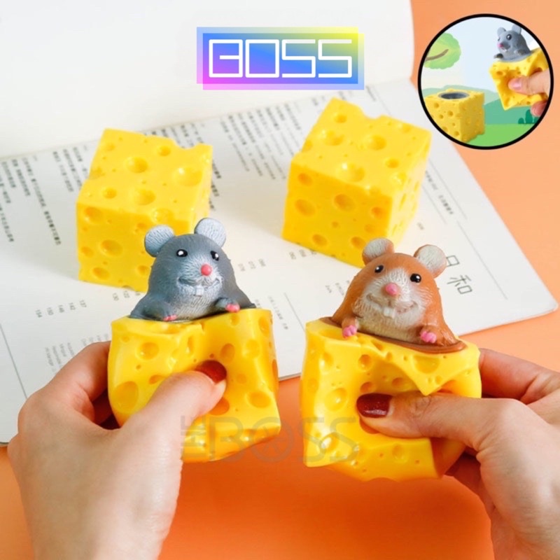 Silicone Rubber Cheese Mouse Squishy Mouse Toy / Cute Pop It Squeeze ...