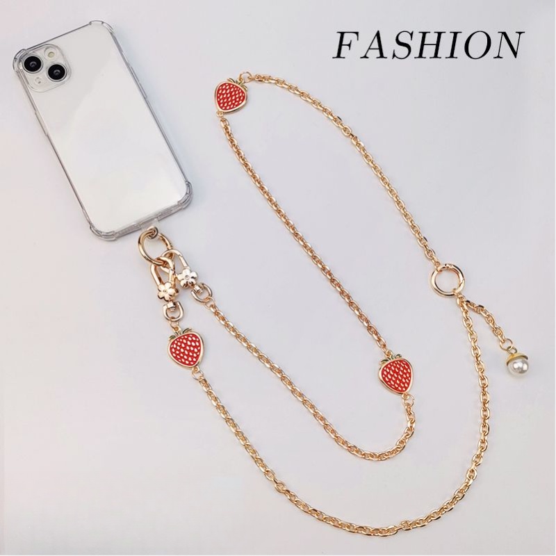 Mobile Phone Lanyard Long Cross-Body Hanging Chain Pendant Pearl Women ...