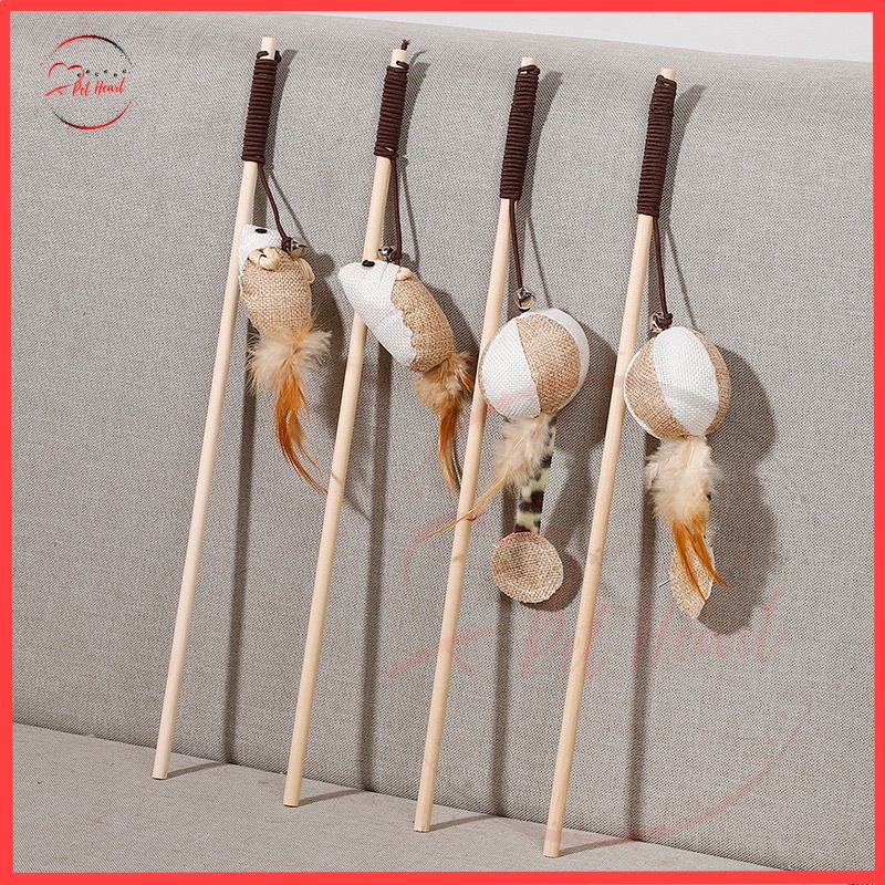 Cat Toy Interactive Feather Teaser Wand Stick cats fun cat toy ...