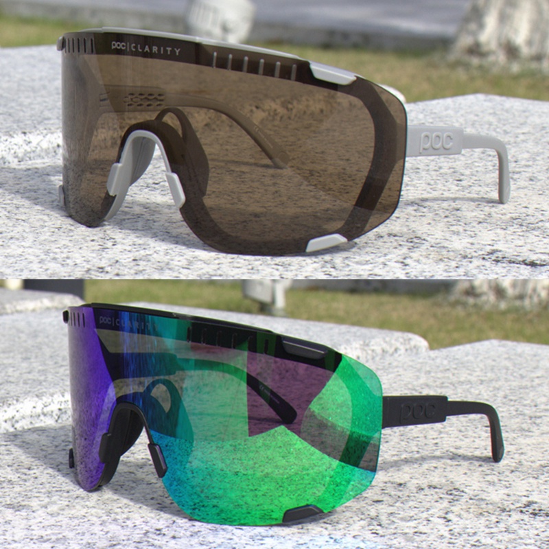 4 Lenses POC DEVOUR Cycling Sunglasses UV400 Bicycle Glasses Polarized Sunglasses MTB Goggles ...