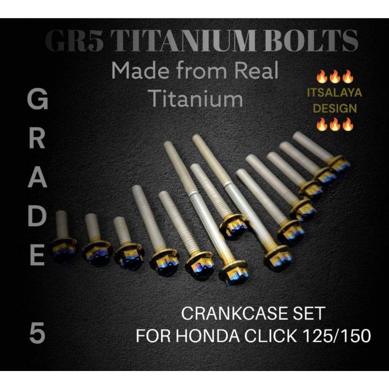 Gr5 titanium bolts crancase set for HONDA CLICK 125/150 ITSALAYA DESIGN ...