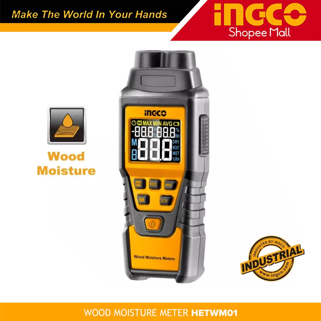 Ingco HETWM01 Wood Moisture Digital Meter with 1pc Pouch Bag & 3pcs ...