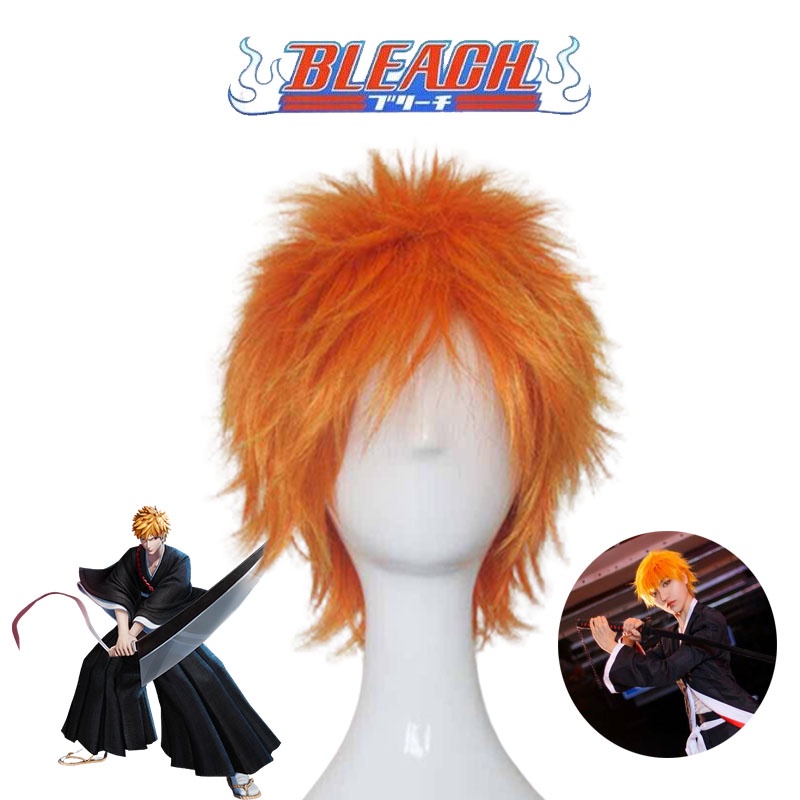 BLEACH Kurosaki Ichigo Pain Short Fluffy Cosplay Wigs for Man Boys Heat ...
