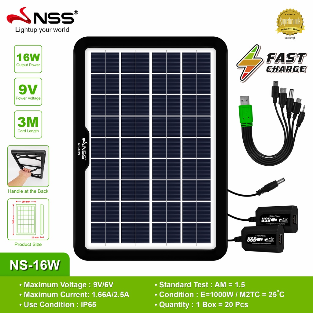 NSS Solar Panel 3W-16Watt High-Efficiency Power Charger For Camper Roof ...