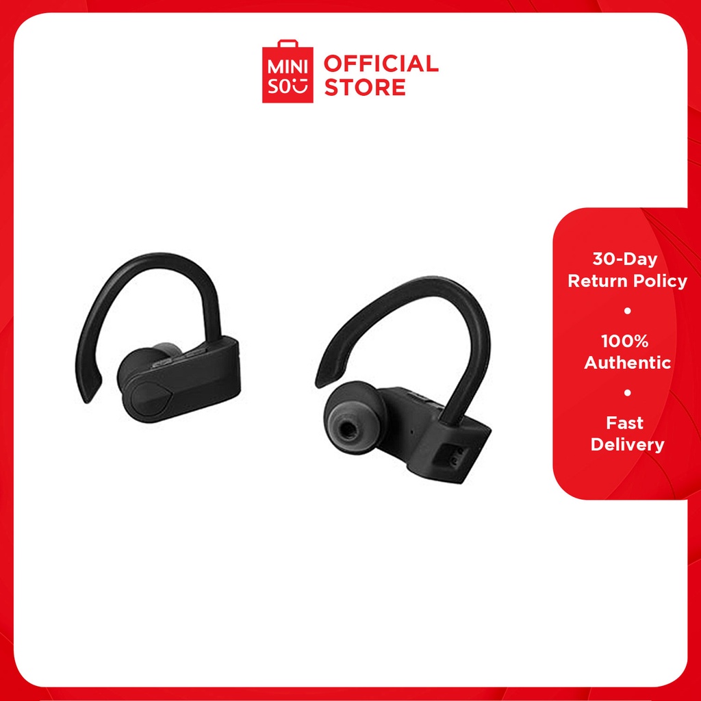 MINISO TWS Earphones with Ear Hooks for Sports 038T Black | Shopee ...