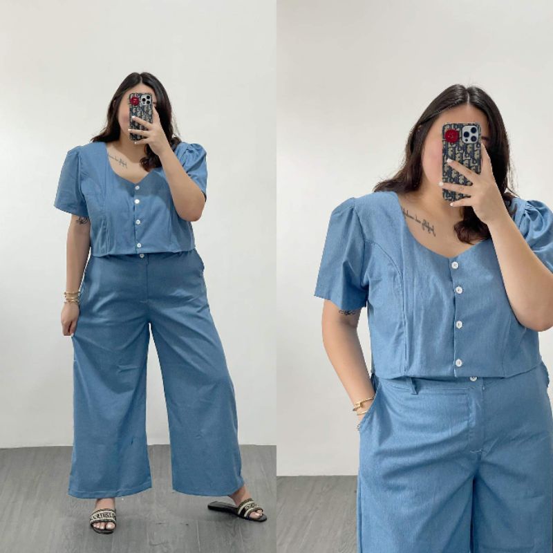 PLUS SIZE IVY DENIM COORDS (2XL-3XL) | Shopee Philippines