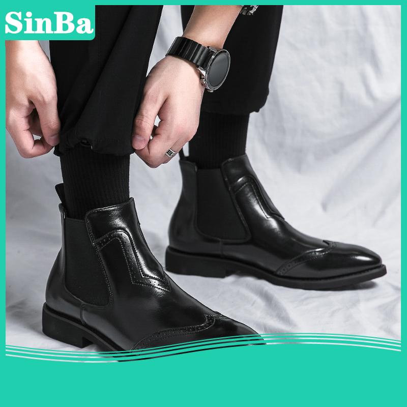 Chessir Boots Short Cowhide Winter Men's Casual Leather High-Top Shoes ...