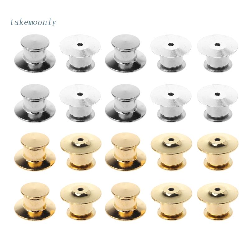 TAK 10 Pcs Practical Metal Pin Backs for Brooch Uniform Badge Insignia ...