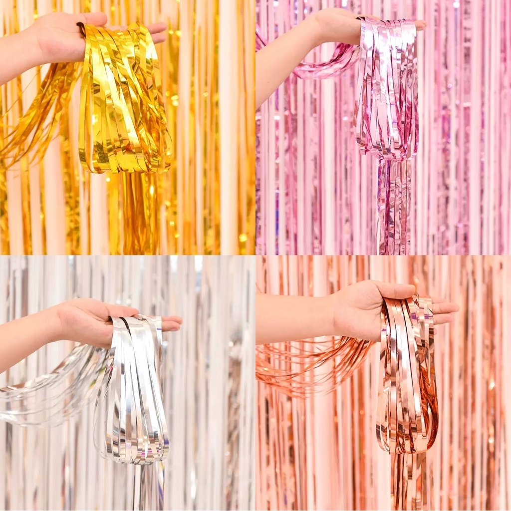 2meter shiny foil curtain tinsel string metallic curtain Wedding ...