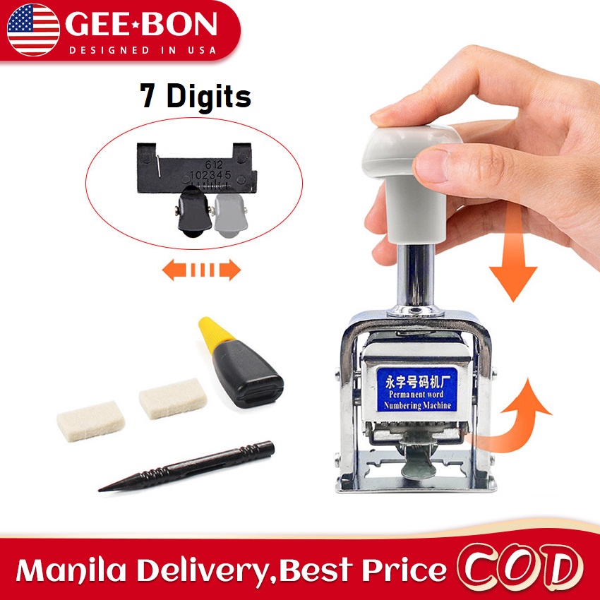 GEEBON Automatic Number Machine Number Coding Date Page Marking Business Stamp Heavy Duty 7 ...