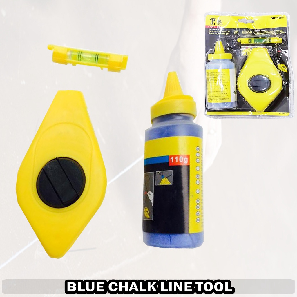 CHALK STRING REEL LINE LEVEL 50M SET KIT 100G BLUE POWDER | Shopee ...