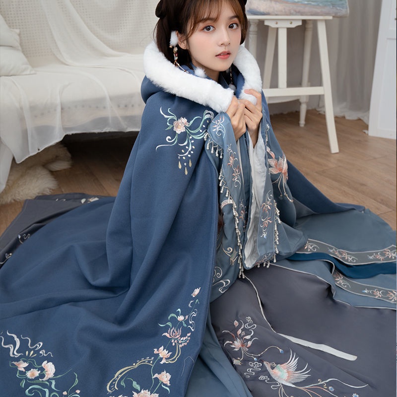 Clear Comb Original Fragrance Hanfu Cloak Women Long Embroidery Fleece ...