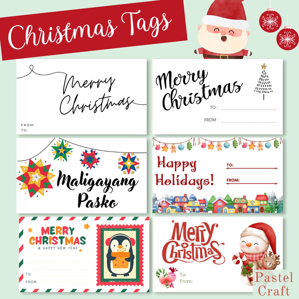 Horizontal Christmas Tags / Label Tags / Hang Tags (10 pieces / pack ...