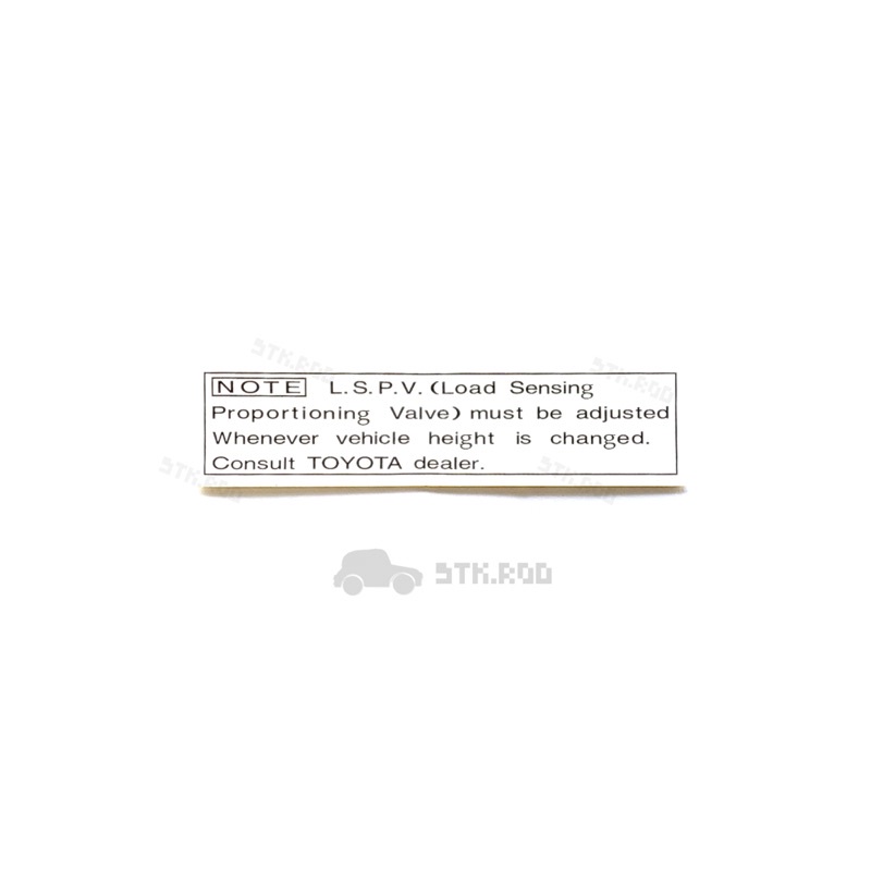 NOTE L.S.P.V Brake Fluid Warning STICKER TOYOTA VIGO Load Sensing ...