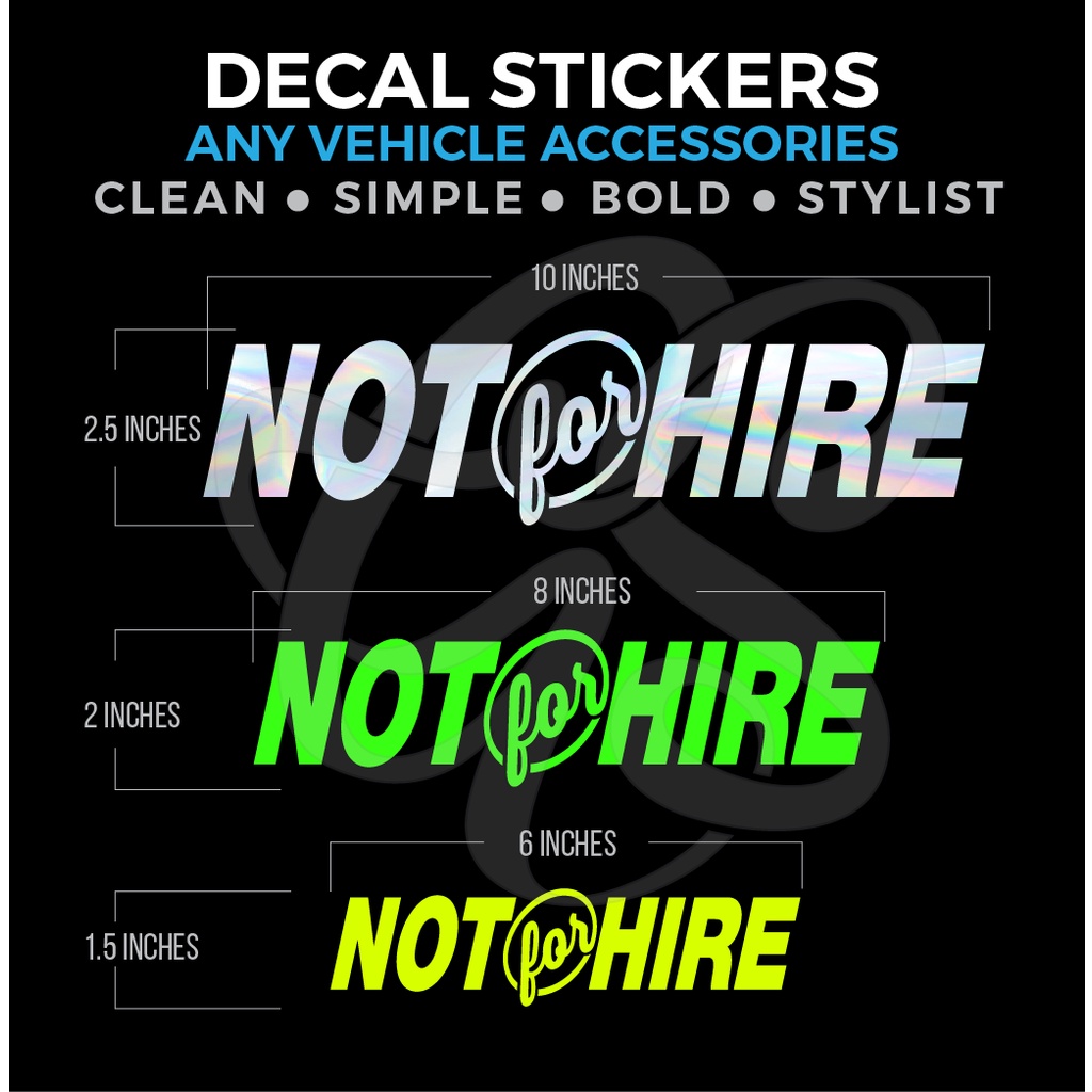 Not for Hire -Simple but Stylist_All Vehicles Signs Decal Sticker (COD ...