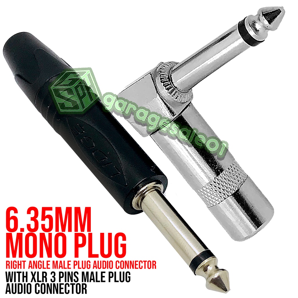 6.35MM Mono Plug Right Angle Male Connector With LIDGE 6.35MM Male Plug ...